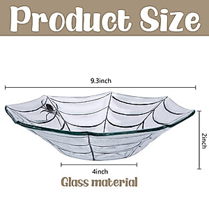 LFUTARI Glass Halloween Candy Bowl-Spider Web Candy Bowl Candy Dish -Decorative Treat Dish for Halloween Party Supplies