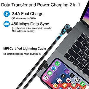 Osecet iPhone Charger 1ft 90 Degree Elbow 5 Pack MFi Certified Right Angle Lightning Cable 1 Foot Braided iPhone Charging Cable for iPhone 13 12 11 Pro X XS XR 8 Plus 7 6 5(Black,1 Feet)