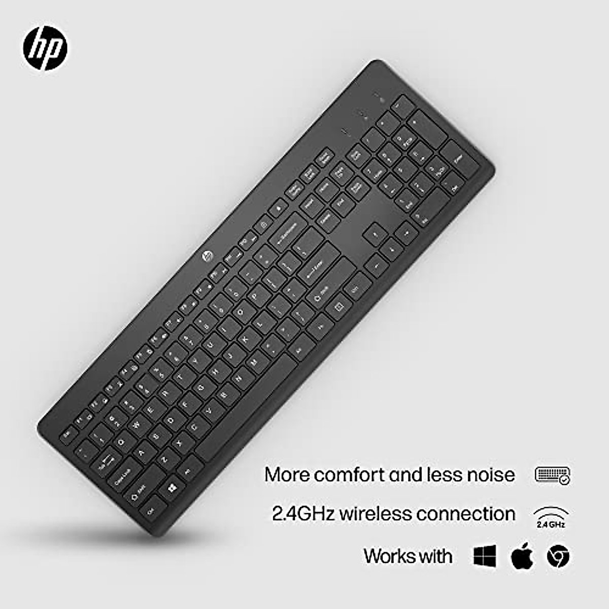HP 230 Wireless Keyboard - Wireless Connection - Low-Profile, Quiet Design - Windows & Mac OS - Laptop, PC Compatible - Shortcut Keys & Number Pad - Long Battery Life (‎3L1E7AA#ABA),Black