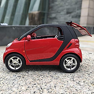 ARCADORA 1:32 Scale for Smart Fortwo Diecast Model Car Pullback Vehicle Toys Collection Toys, Kids Gift, with Sound and Light (Red)