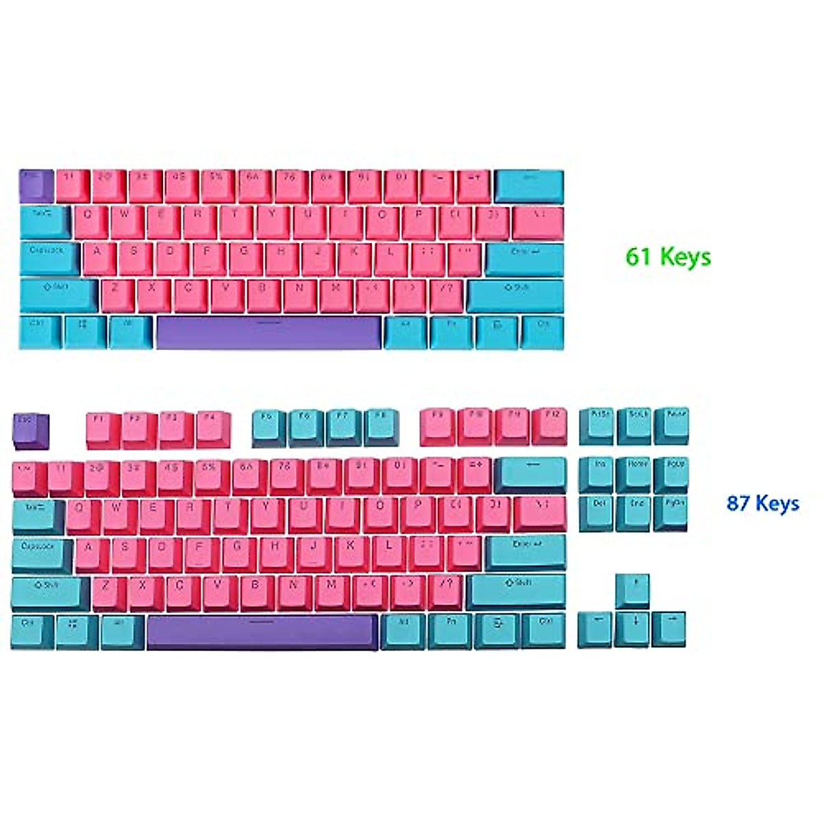 61 PBT Keycaps Tkl 87 Backlit PBT Keycap Set with Puller OEM Profile US Layout for DIY MX Switches 60%/61/87 TKL/104 RGB Mechanical Gaming Keyboard