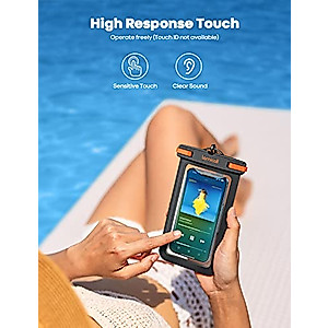 Lamicall Waterproof Phone Pouch Case - [2 Pack][Easy Lock & Heavy Duty] IPX8 Water Proof Cell Phone Dry Bag for iPhone 14 13 12 11 XS XR X Pro Max Plus Mini, S22 S21 Ultra, more 4-7" Cellphones, Black