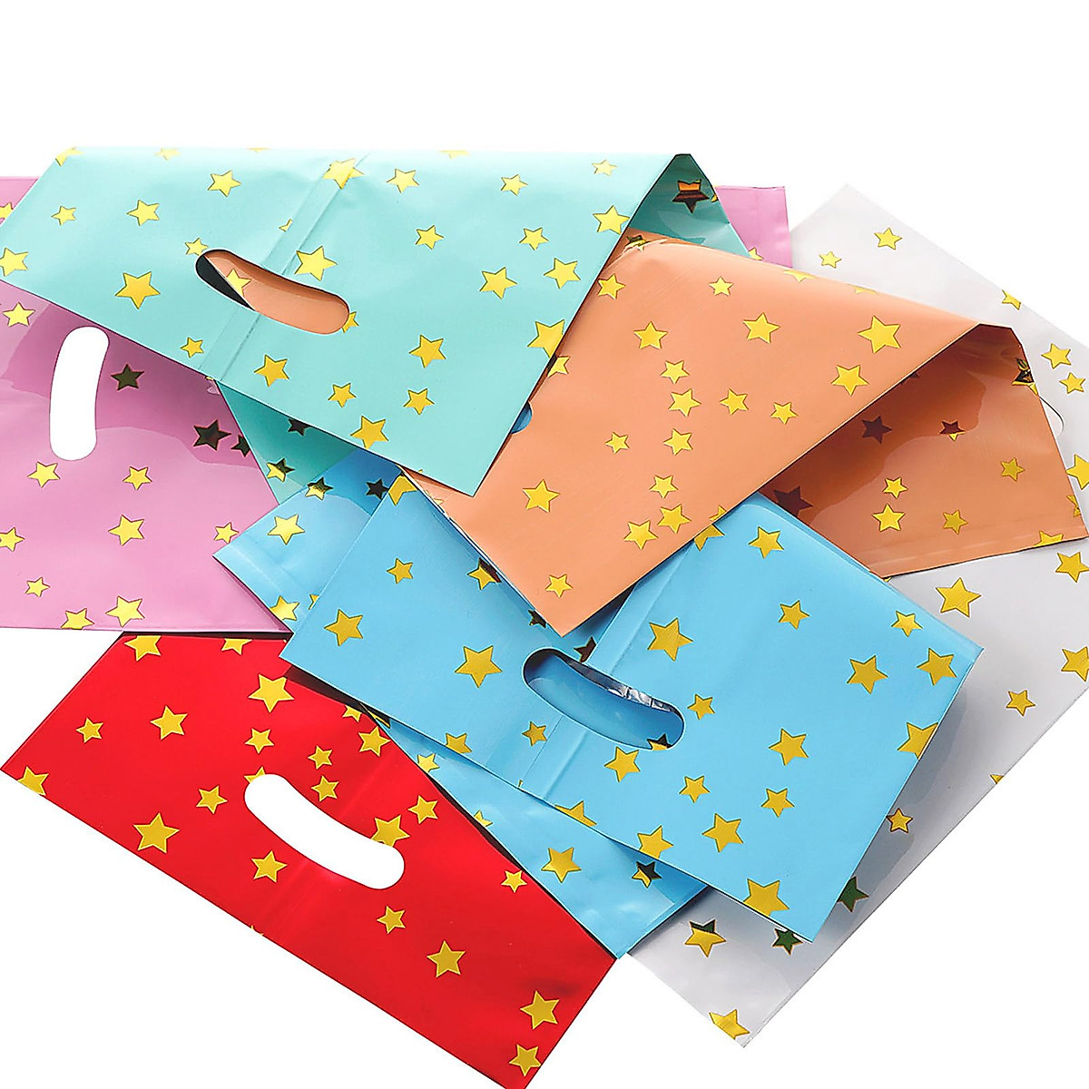 ZGORENDZ 48 Pcs Party Favor Bags Cute Star Goodie Bags for Kids Birthday, Plastic Party Gift Bag Bulk for Baby shower, Wedding, Thanksgiving, Christmas, New Years