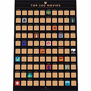 Enno Vatti Top 100 Movies Scratch Off Poster - Best Films To Watch Bucket List (16.5" x 23.4") - Ultimate Gift for Movie Lovers, Christmas, Easter, Valentine's Day