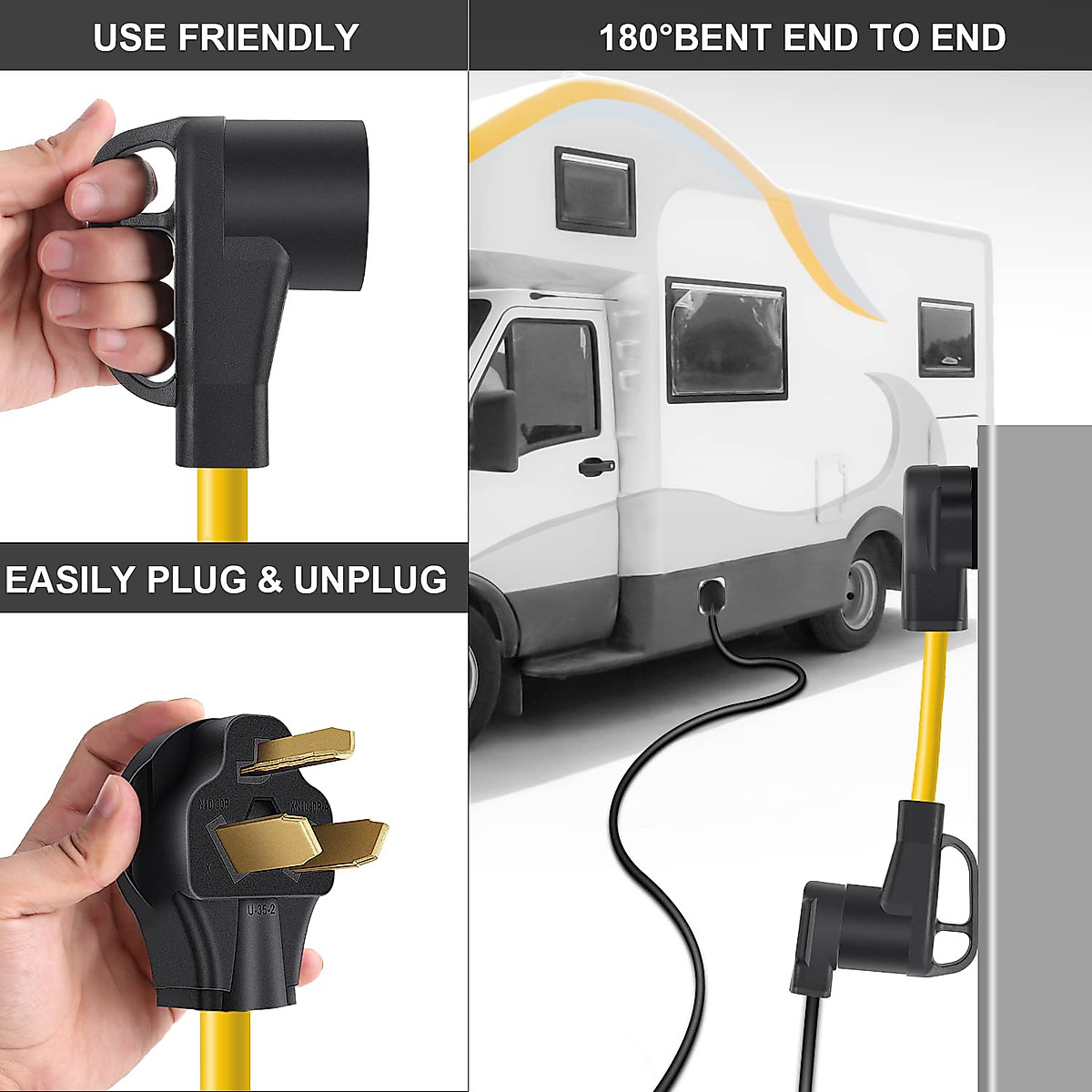 Rophor NEMA 10-30P to 14-50R EV Charger Adapter Cord, 30 AMP Dryer to 50 AMP EV/RV Conversion Adapter, Perfect Use for Level 2 EV Charging