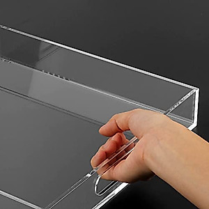 Allhercom Acrylic Serving Tray (12x16x2Inch) with Handles-Spill Proof-Clear Decorative Tray for Appetizer,Breakfast-Countertop Organizer Storage Tray for Kitchen,Bathroom,Living Room