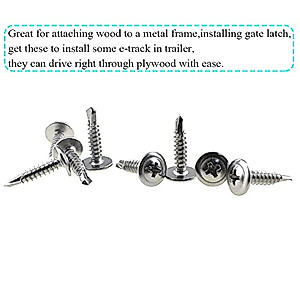 Hao Pro #8 x 3/4" Flat Head Phillips Self Tapping Drilling Bolts Screws with Drill Point Keep Flush Go in Cut Thread Clean Secure Well Sturdy Easy Drive Not Rust Dull 410 Stainless Steel 60PCS