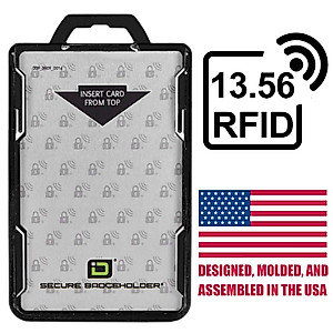 ID Stronghold - RFID Blocking Secure Badge Holder - Duolite 2 Card ID Holder - Poly Carbonate - Heavy Duty Hard Plastic ID Badge Holder - USA Molded and Assembled - FIPS 201 Approved - Black