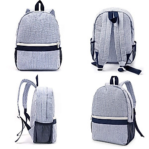 GFU Toddler Backpack, Seersucker Gingham Kids Backpack for Boys and Girls, Preschool Kids Backpack, Lightweight Schoolbag for Child, Large