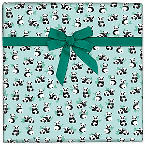 CENTRAL 23 - Green Wrapping Paper - 6 Sheets Gift Wrap - Birthday Pandas - Animals - For Men Women Boys Girls New Baby - Recyclable