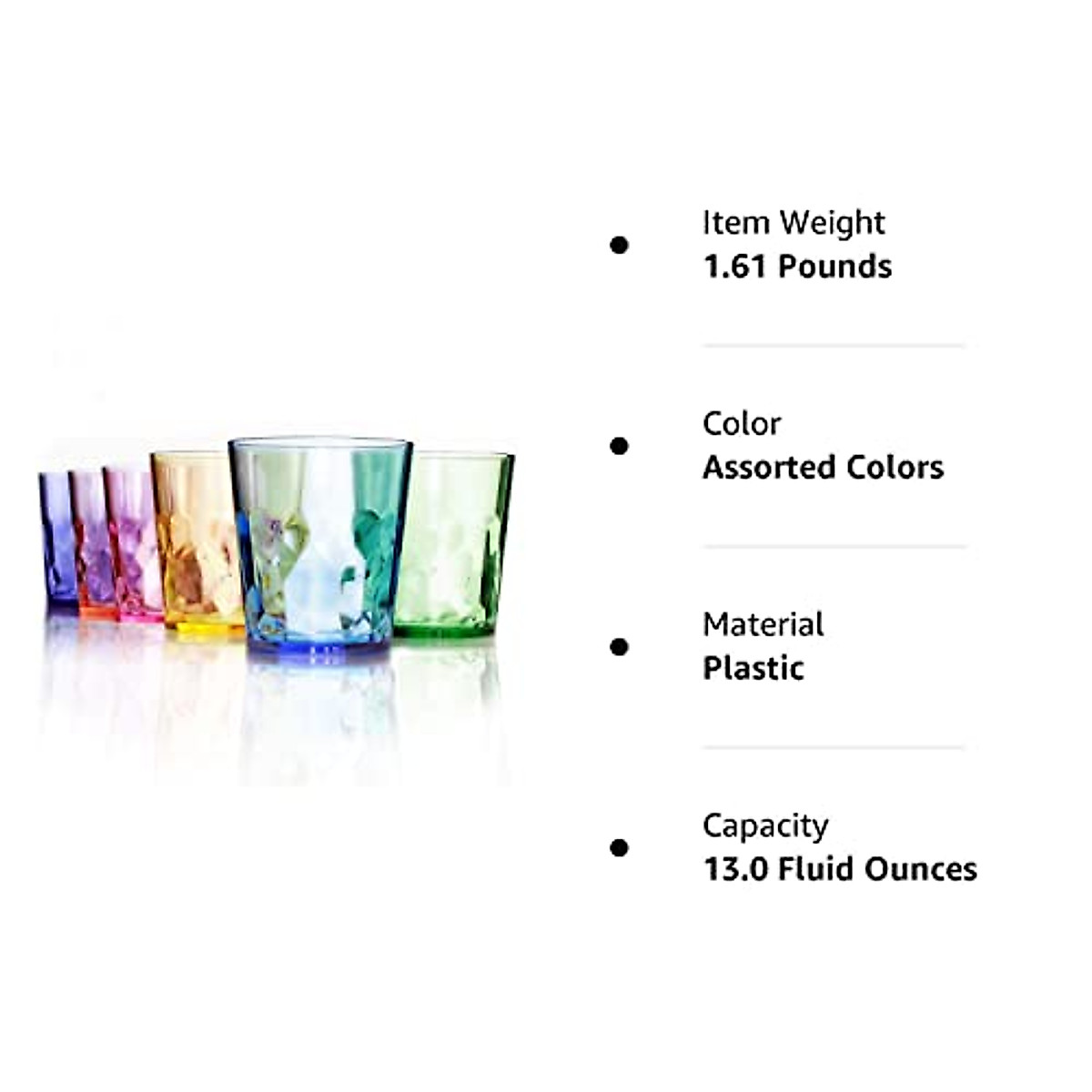 SCANDINOVIA - 13 oz Unbreakable Premium Drinking Glasses - Set of 6 - Tritan Plastic Tumbler Cups Reusable - Perfect for Gifts - BPA Free - Dishwasher Safe - Stackable