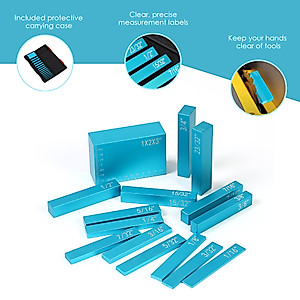 Houseables Setup Blocks Woodworking, Marking Gauge, Gage Blocks, Gauge Block Set, 15 Piece, Blue, Aluminum, Set Up Blocks for Woodworking, Router, Measuring Tools for Woodworking, Gage Block Set