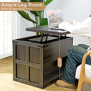 FABATO Lift Top Coffee Table, Farmhouse Coffee Table, Convertible Coffee Table with Storage and Drawer, Multifunctional Center Table Converts to Dining Game Table for Living Room, Dark Gray