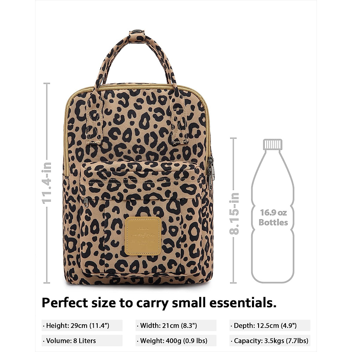 HotStyle BESTIE+ Fashion Mini Backpack for Girls & Kids, Small Diaper Bag Backpack, Cute for Travel, Hiking & Day Trip, Cheetah, Brown