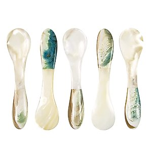 DUEBEL Mother of Pearl Caviar Spoons, 4' Luxury Handmade Spoons for Caviar/Shrimp/Egg/Icecream Serving (5pcs)