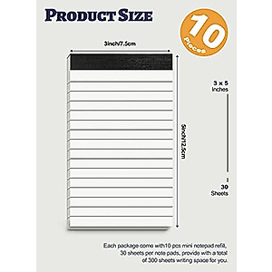 10 Pack Small Notepads Refills Memo Pads 3 x 5 Inch Lined Writing Note Pads with 30 Sheets Note Pad Paper in Each Pad Mini Pocket Notebook Refills for Taking Notes and Reminders Organization Planning