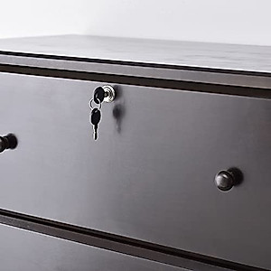 Better Home Products 100% Solid Pine Wood Super Jumbo Chest 5 Deep Drawers; Storage Dresser with Lock; Lock & Key Included. (5 Drawers, Tobacco) Easy Assembly