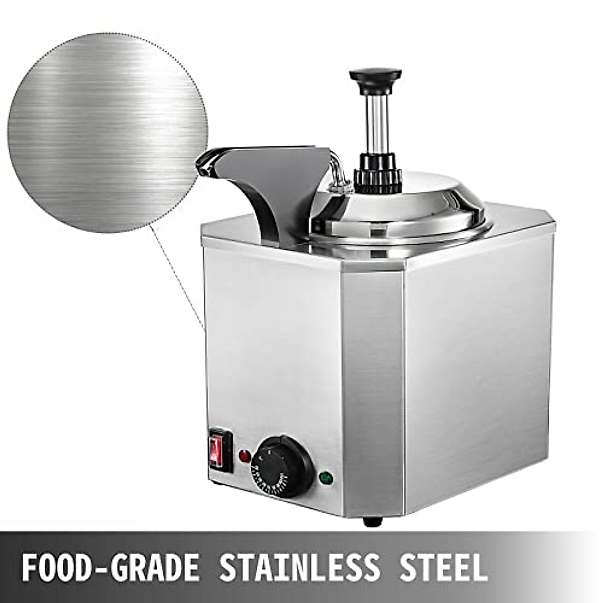 Commercial Chocolate Jam Warmer, 30-110℃ Sauce Pump Dispenser, Stainless Steel Food Warmer Chocolate Heated Pump for Hot Fudge Caramel Butter Cheese