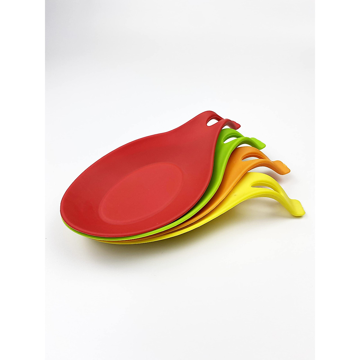 4 Pce Spoon Rest for Stove Top,Silicone Spoon Rest-BPA-Free and Food Grade Silicone Spoon Holder-Smooth Surface for Cooking Spatula, Ladle, Brush, Risotto shaoziguijiao