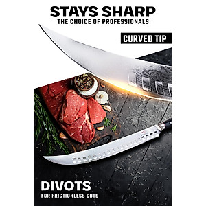 DALSTRONG Butcher Knife - 12.5 inch Slicer - Shogun Series ELITE - Japanese AUS-10V Super Steel - Black G10 Handle - Vacuum Treated Cimitar Meat Breaking Knife - Sheath Included