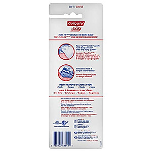 Colgate 360 Advanced Floss Tip Toothbrush, Soft Toothbrush for Adults, 4 Pack