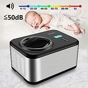 KUMIO 1.5 Quart Ice Cream Maker with Compressor, No Pre-Freezing, 4 Modes Ice Cream Maker Machine with LCD Display, Timer, Automatic Gelato & Yogurt Machine, Stainless Steel