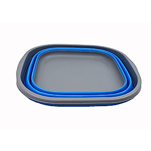 SAMMART 10L (2.6 Gallons) Collapsible Tub - Foldable Dish Tub - Portable Washing Basin - Space Saving Plastic Washtub (Dark Grey/Blue, 1)