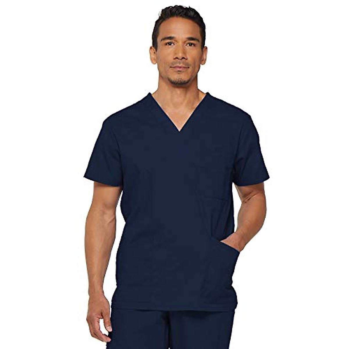 Dickies Men's EDS Signature V-Neck Scrub Top, Navy, Large