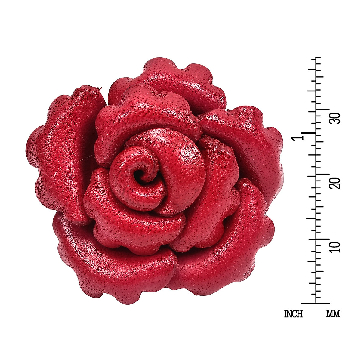 AeraVida Red Petals Genuine Leather Blooming Rose Free Size Ring | Floral Statement Adjustable Ring for Women | Statement Handmade Ring