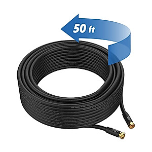 6FT TV Cable Wire Black RG6 Coaxial Cable with F Connector, Cable Extension Adapter, Low Loss High-Speed Coax Cable Cord Extender for HD TV, Router, Satellite, Antenna, TV Cable 6'