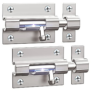 Door Security Slide Latch Lock, Keyless Entry Door Lock, Thickened Heavy Duty Steel Sliding Door Lock, Easy to Install Gate, Slide Latch Lock with 12 Screws
