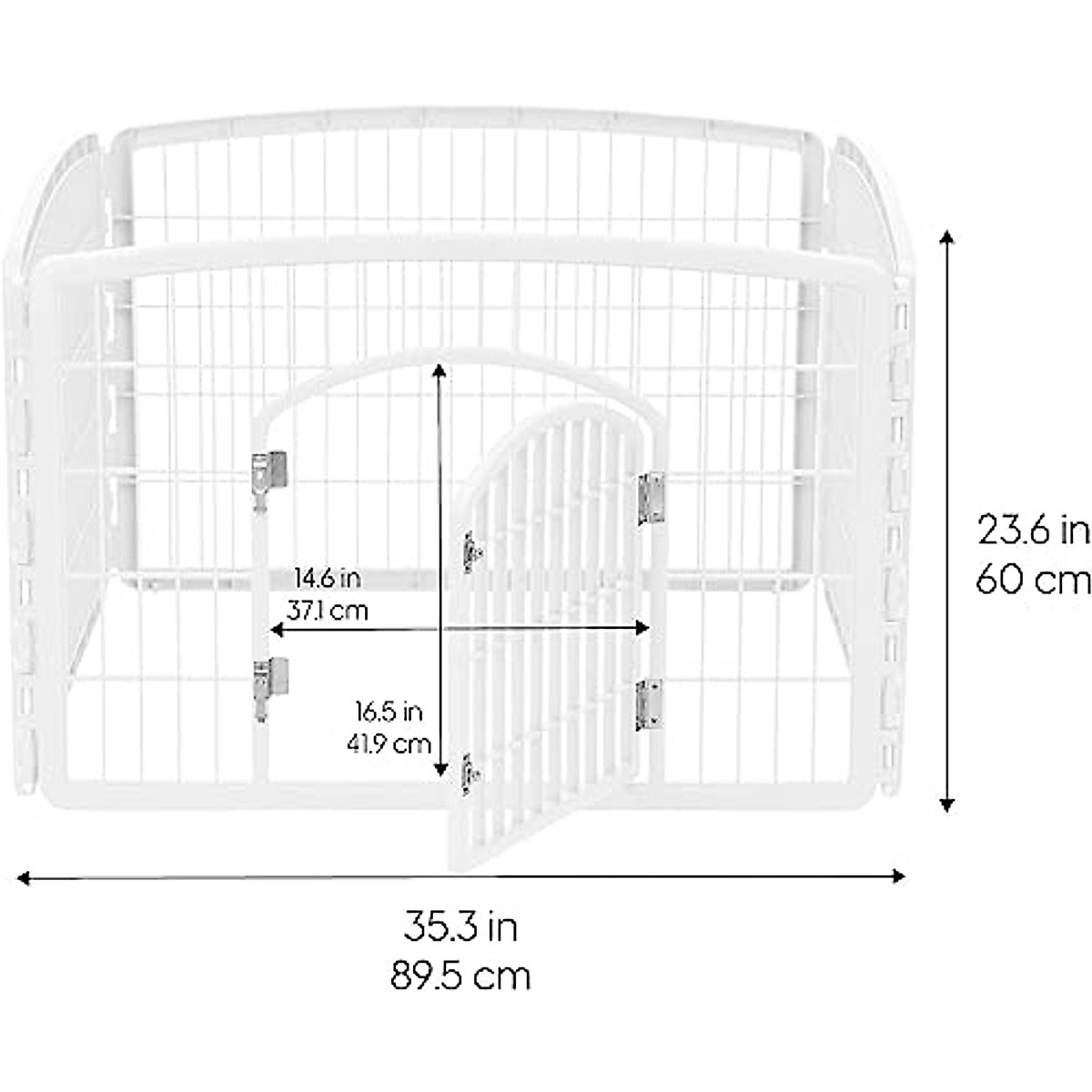 IRIS USA 24" Exercise 4-Panel Pet Playpen with Door, Dog Playpen, Puppy Playpen, for Small and Medium Dogs, Keep Pets Secure, Easy Assemble, Rust-Free, Heavy-Duty Molded Plastic, Customizable, White
