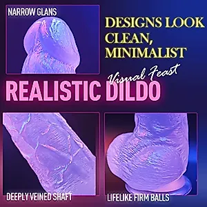 Clear Big Realistic Dildo - 8 Inch Thick Suction Cup Dildos for G-spot and Anal Play, Lifelike Penis for Hands-Free Play Sustory Adult Sex Toys for Women and Men