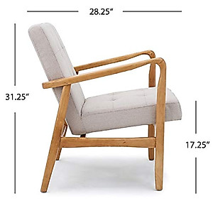 GDF Studio Conrad Medium Beige Fabric Mid Century Modern Club Chair