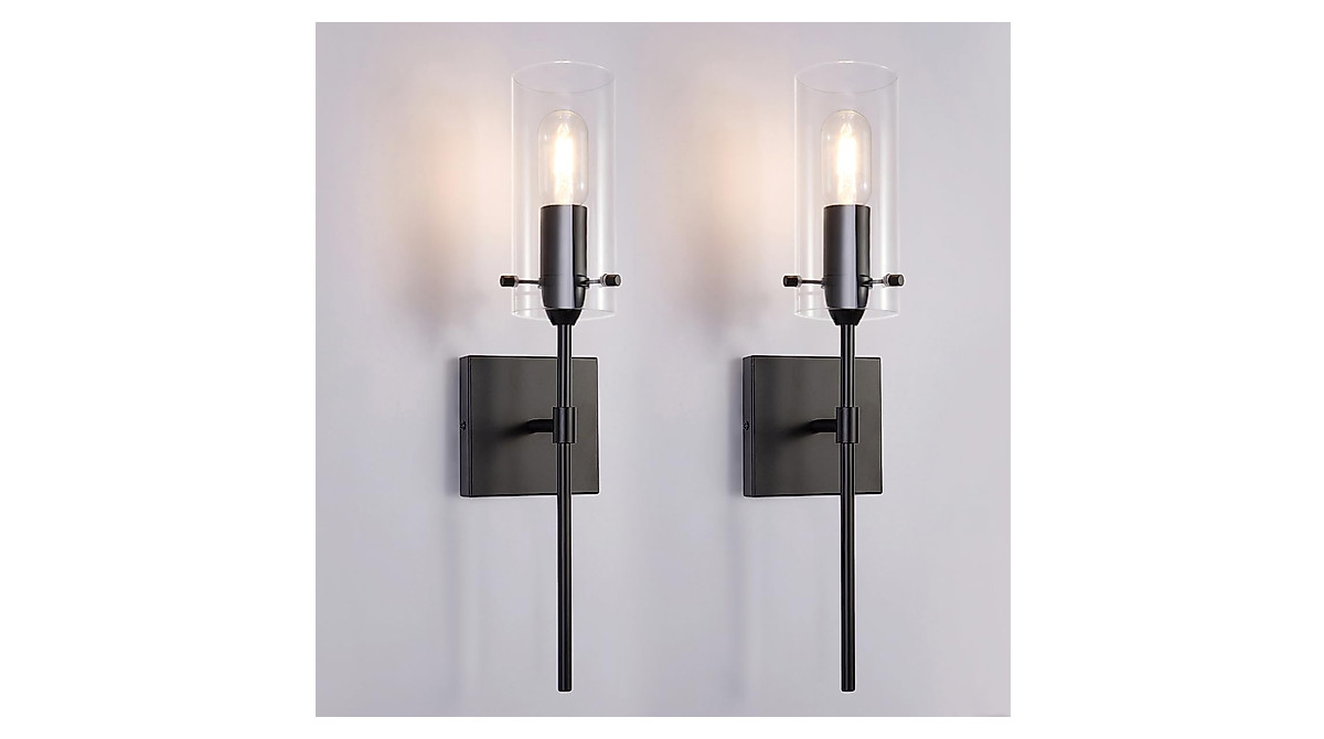ZSMIHDOH Modern Wall Sconces Set of 2, Black Bathroom Vanity Light ...