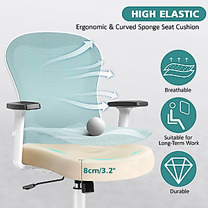 Primy Office Chair Ergonomic Computer Desk Chair, High Back Breathable Mesh Chair with Adjustable Lumbar Support 2D Armrests, Executive Rolling Swivel Comfy Task Chair with Wheels for Home Work Gaming