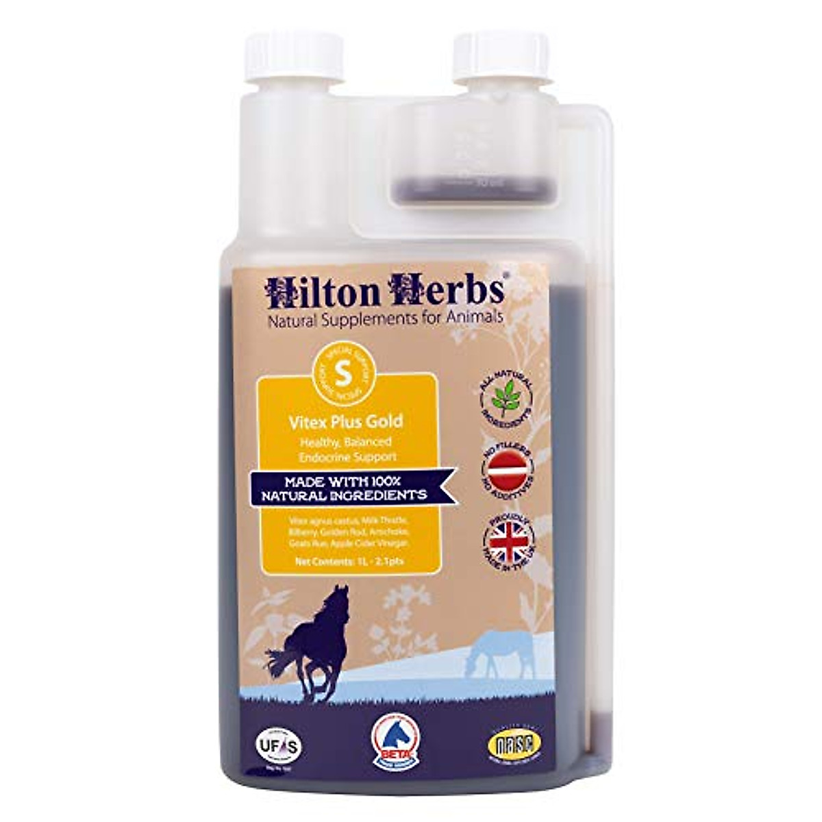 Hilton Herbs Vitex Plus Gold Herbal Cushing's Support for Horses, 2.1pt Bottle