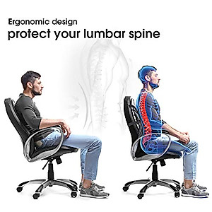 Teraves Lumbar Support for Office Chair, Car Seat or Home Chair, Double Breathable Mesh Back Support Cushion for Driving Comfort and Posture Support