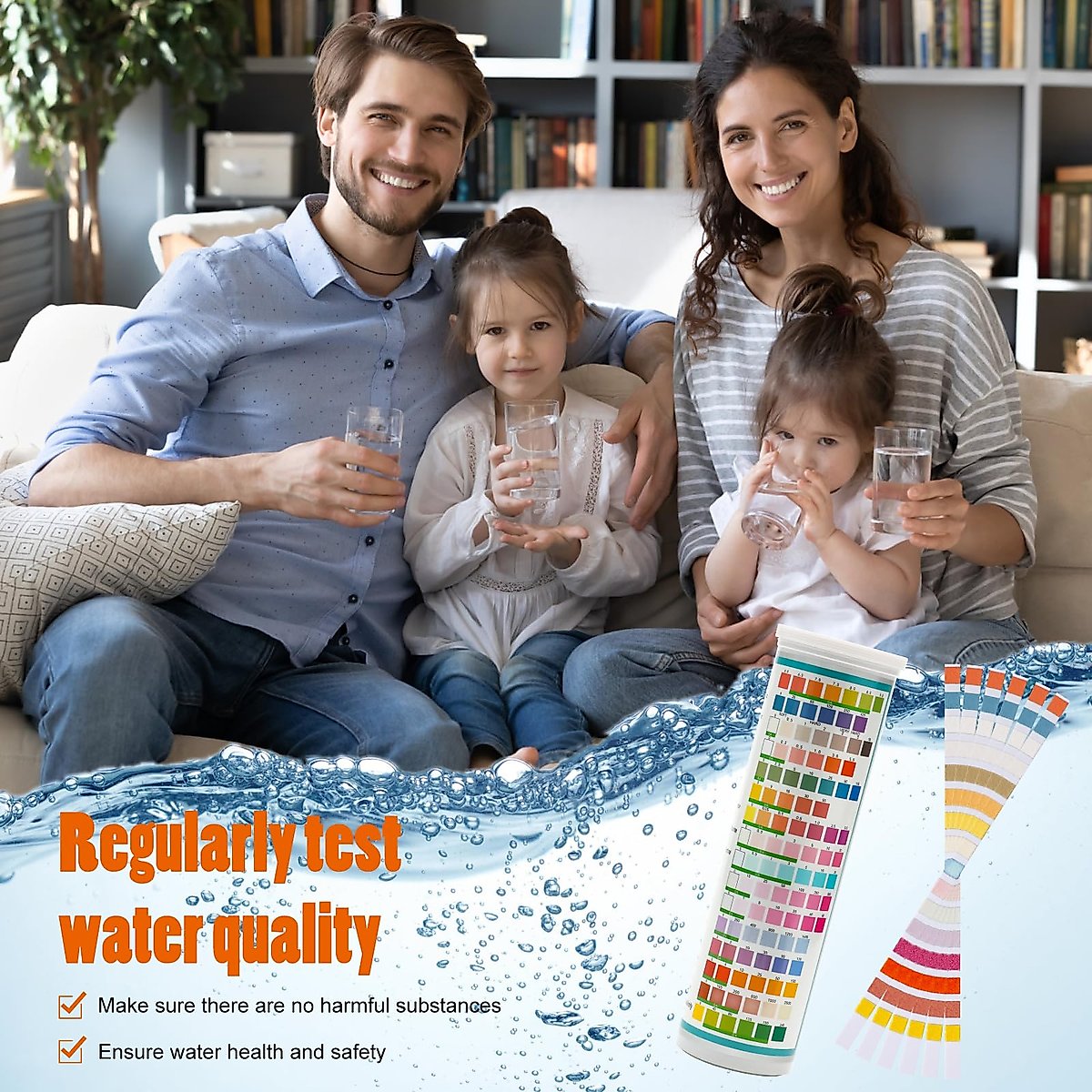Anglekai 125+8P Drinking Water Testing Kit for Home, Water Testing Kit with 125P Testing Strips/ 4P Bacteria Tests/Tube/Dropper/Timer/Instruction, Well Water Test Kit for Home Water Quality Test