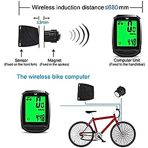 Bicycle Speedometer Waterproof Wireless Cycle Bike Computer Bicycle Odometer with LCD Display & Multi-Functions