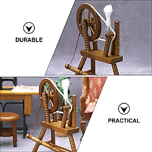 Toddmomy 1: 12 Vintage Sewing Machine Dollhouse Miniature Hand Reeling Machine Wooden Spinning Wheel Mini Dollhouse Furniture Accessories