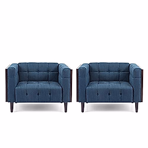 Christopher Knight Home McLarnan Club Chair Sets, Navy Blue + Brown