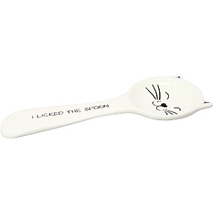 Pavilion Gift Company Cat Licked the Spoon-10 spoon rest, 10", White