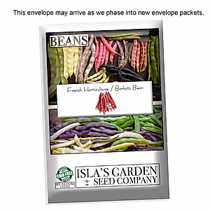 French Horticulture Bean Seeds for Planting, 50+ Heirloom Seeds Per Packet, (Isla's Garden Seeds), Non GMO Seeds, aka. Borlotti Bean, Botanical Name: Phaseolus vulgaris, Great Home Garden Gift