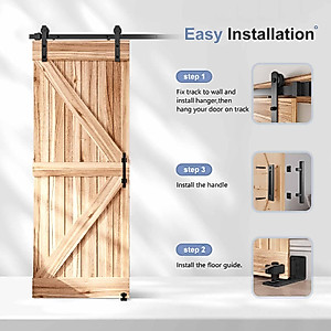 EaseLife 5 FT Sliding Barn Door Track and Handle Hardware Kit,Heavy Duty,Straight Pulley,Slide Smoothly Quietly,Easy Install (5FT Track Kit for 24"~30" Wide Single Door)