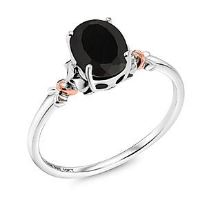 Gem Stone King 925 Silver and 10K Rose Gold Oval Gemstone Birthstone Engagement Ring | Oval 7X5MM | Wedding Engagement Anniversary Solitaire Promise Ring For Women