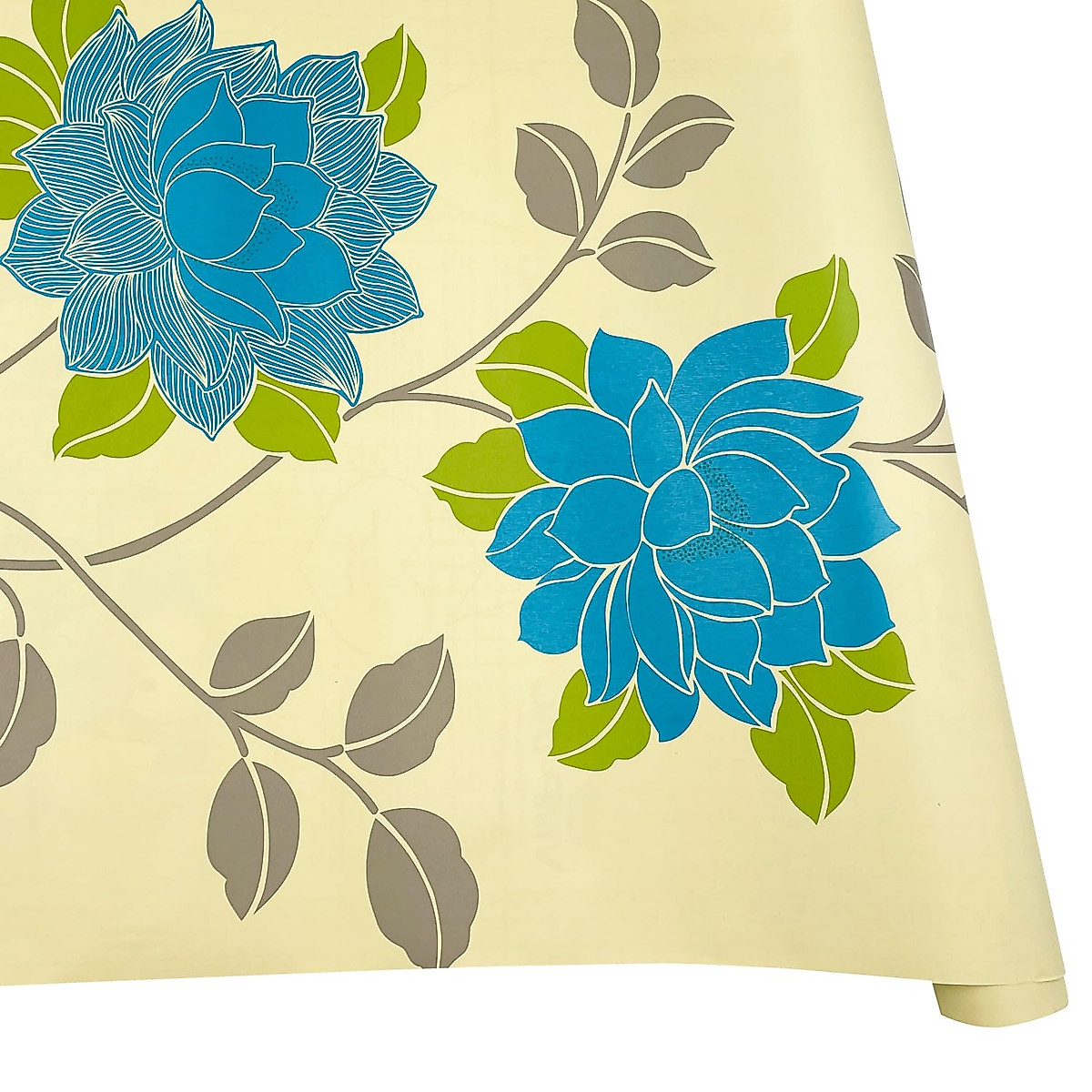 Yifely Large Blue Peony Shelf Liner Self-Adhesive Dresser Drawer Covering PVC Paper Refresh School Study Desk 17.8 Inch by 9.8 Feet