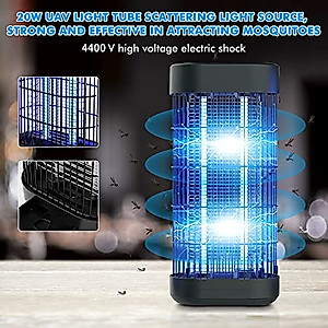AMUFER Bug Zapper Indoor,Electric Mosquito Zapper with 20W UV Light,4400V Powerful Electric Shock Mosquito Trap, Fly Zapper(Black)