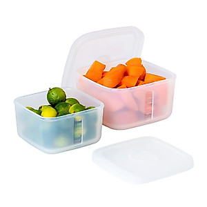 OTB Set of 2 Reusable Silicone Containers Clear, Nesting Leak-free Silicone Food Storage Boxes, BPA Free, Airtight, Dishwasher and Freezer Safe