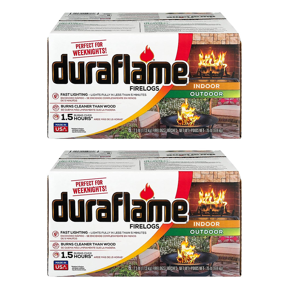 Duraflame 2.5 Pound 3 Hour Long Burn Time Indoor and Outdoor Quick Light Fire Log for Camping, Firepits, Bonfires, and Fireplaces (12 Pack)